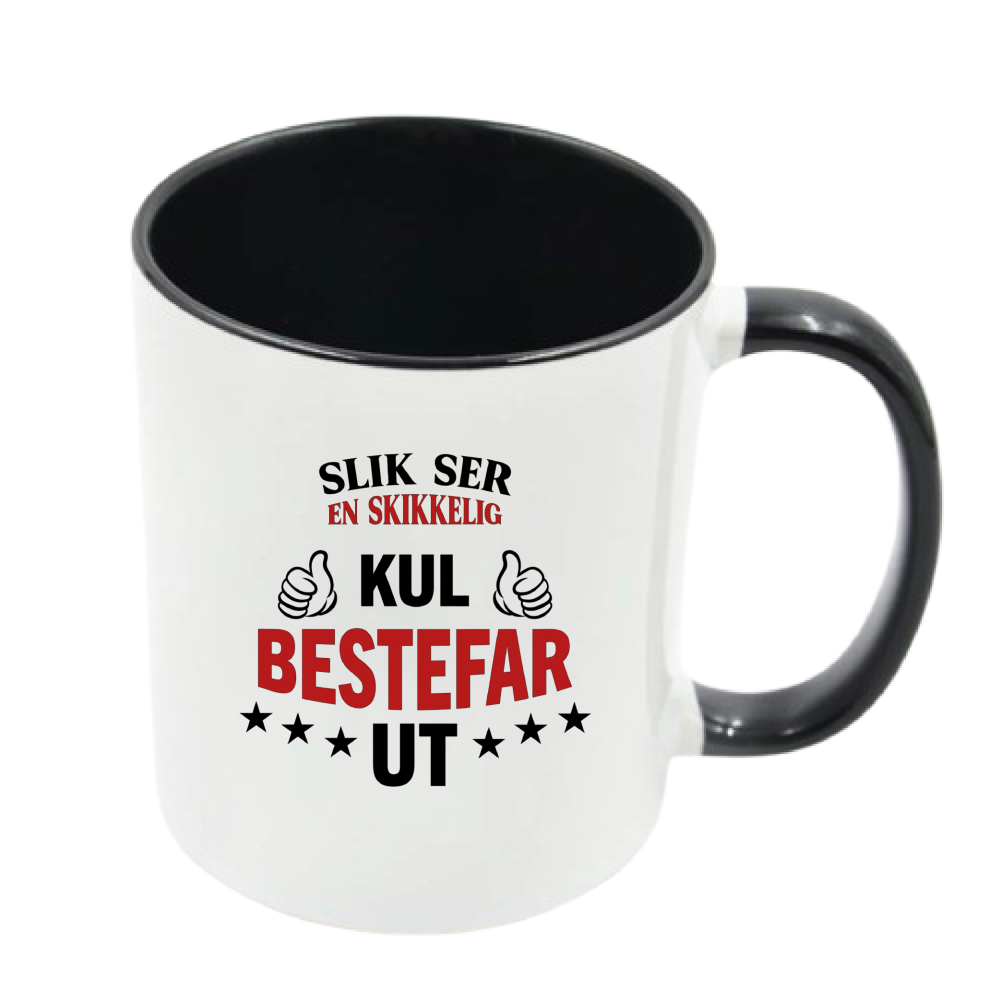 Kul Bestefar Sort Krus - Palm Tree Design